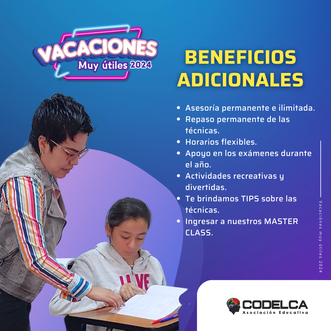 BENEFICIOS | CODELCA - Lectura Veloz Arequipa, Vacaciones Útiles en Arequipa - Métodos de ...